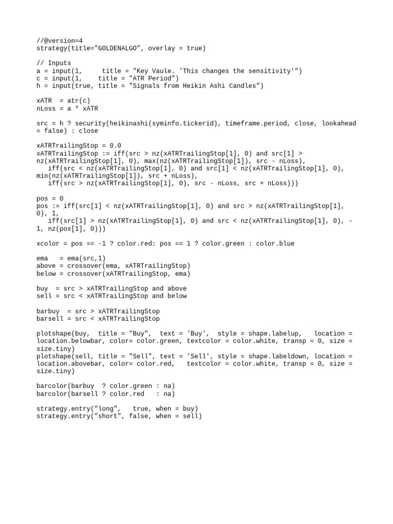 Golden Algo Trading Strategy Code | PDF