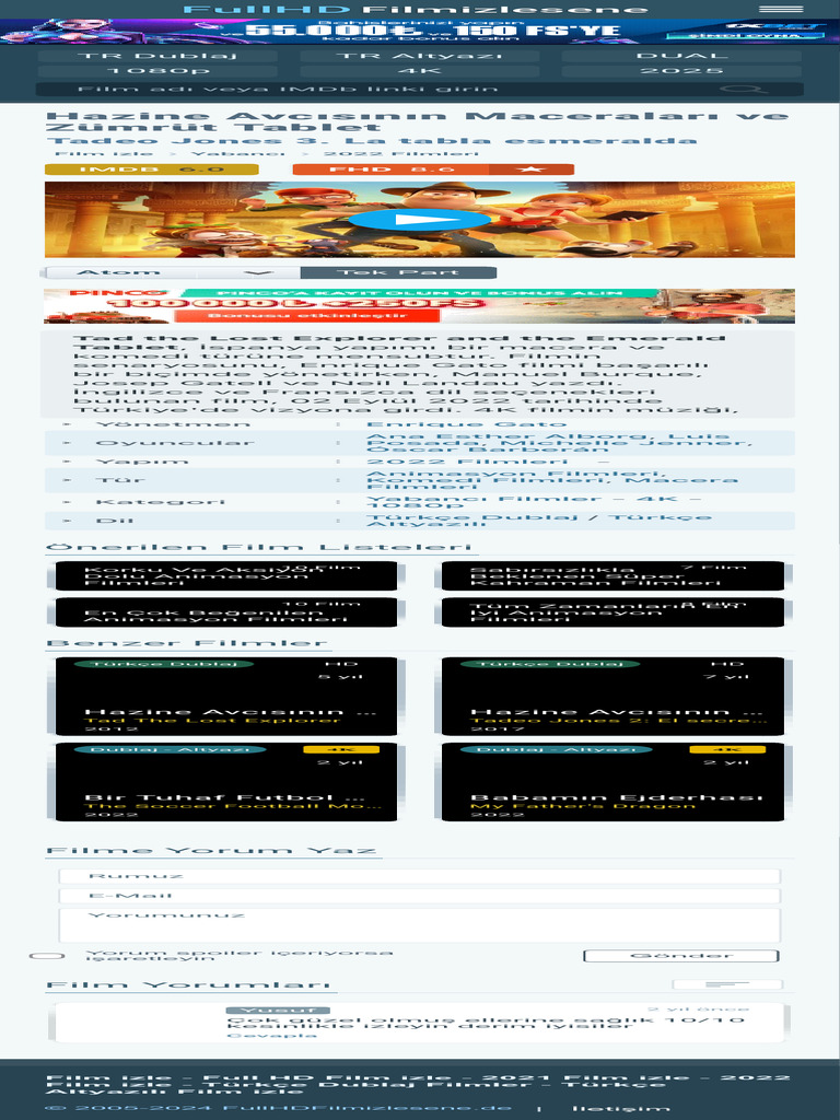 Hazine Avcısının Maceraları Ve Zümrüt Tablet 2022 Animasyon izle | PDF