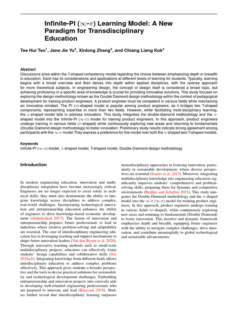 v2 Infinite PI Learning Model For Trans Education | PDF | Interdisciplinarity | Innovation