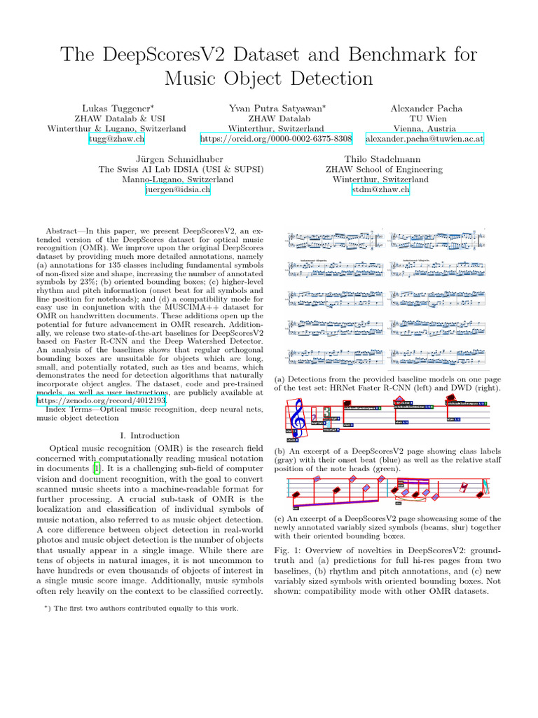 DeepScoresV2 Dataset Benchmark | PDF