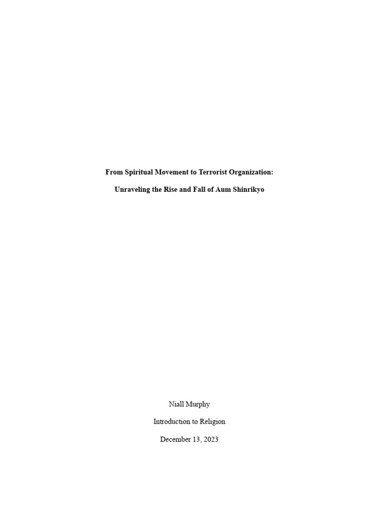 Aum Shinrikyo Draft FINAL | PDF | Aum Shinrikyo | Apocalypticism