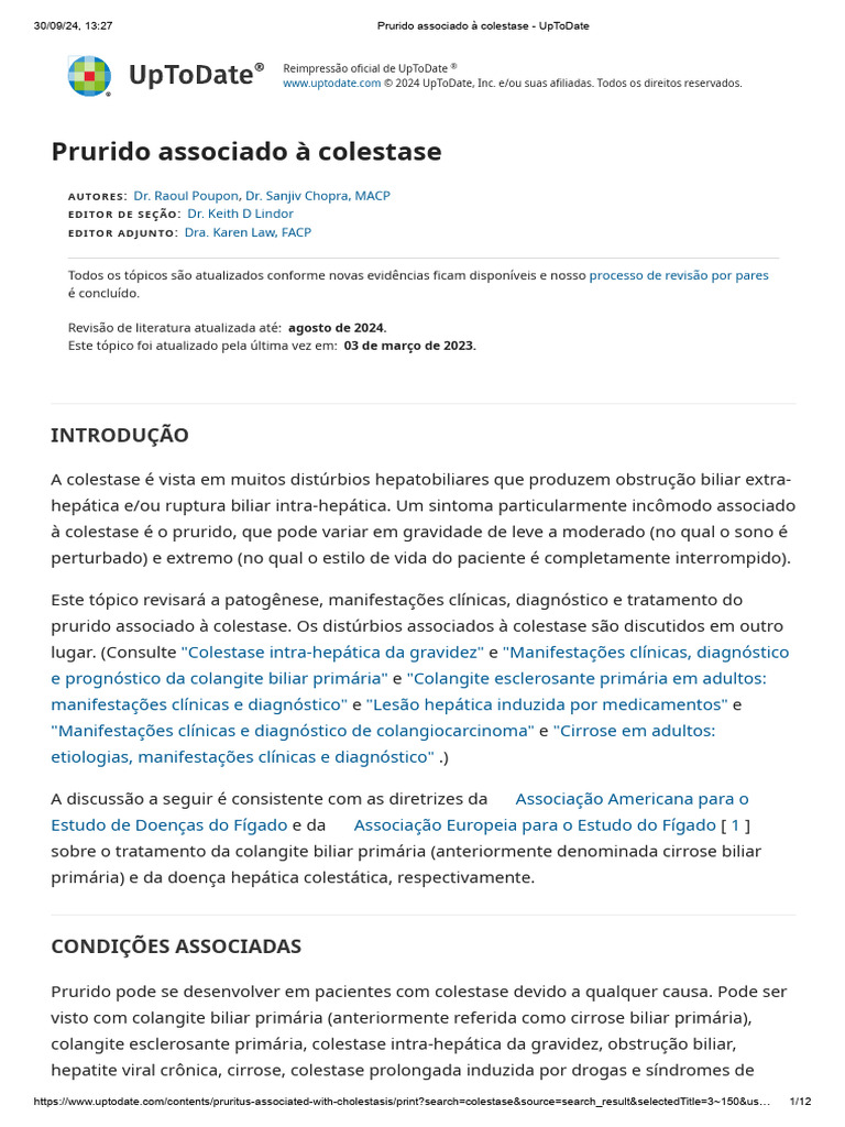Prurido e Colestase: Causas e Tratamentos | PDF | Bile | Opioide