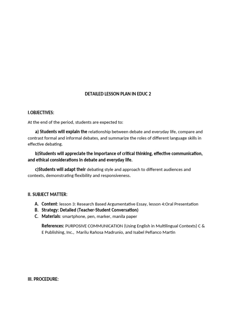 Debate Skills for Education Students | PDF | Lord's Prayer | Critical ...