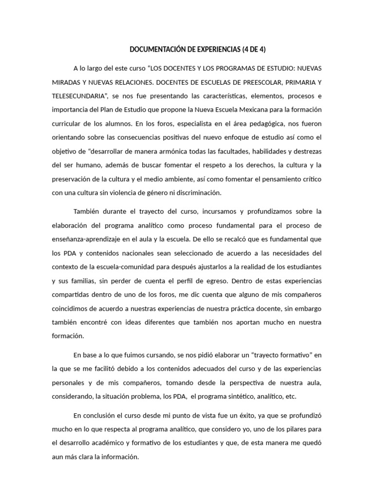 Documentación De Experiencias 4 De 4 Pdf