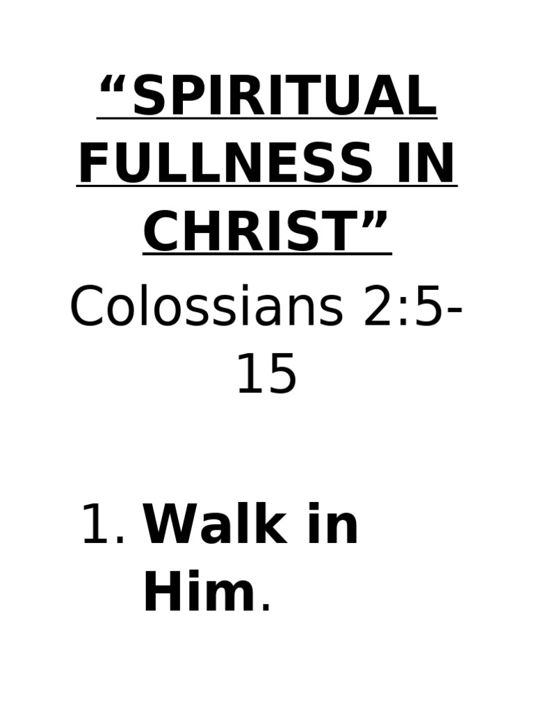 Spiritual Fullness in Christ | PDF