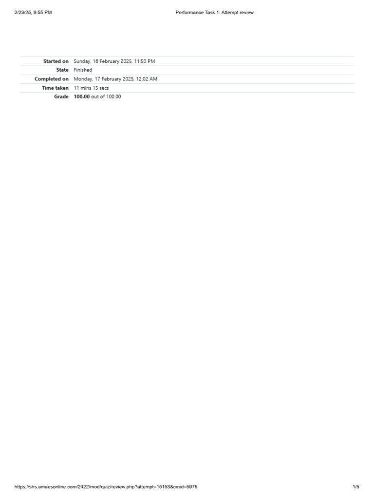 Performance Task 1_ Attempt Review | PDF | Artificial Intelligence | Intelligence (AI) & Semantics