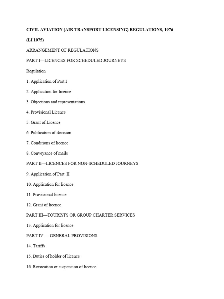 Ghana Air Transport Licensing Regulations | PDF | License | Justice