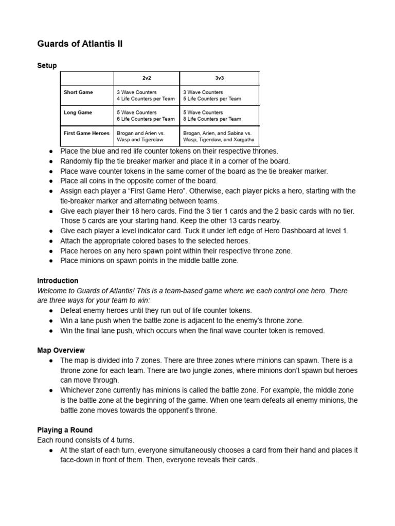 Guards of Atlantis II - Teaching Script | PDF | Gaming | Tabletop Games