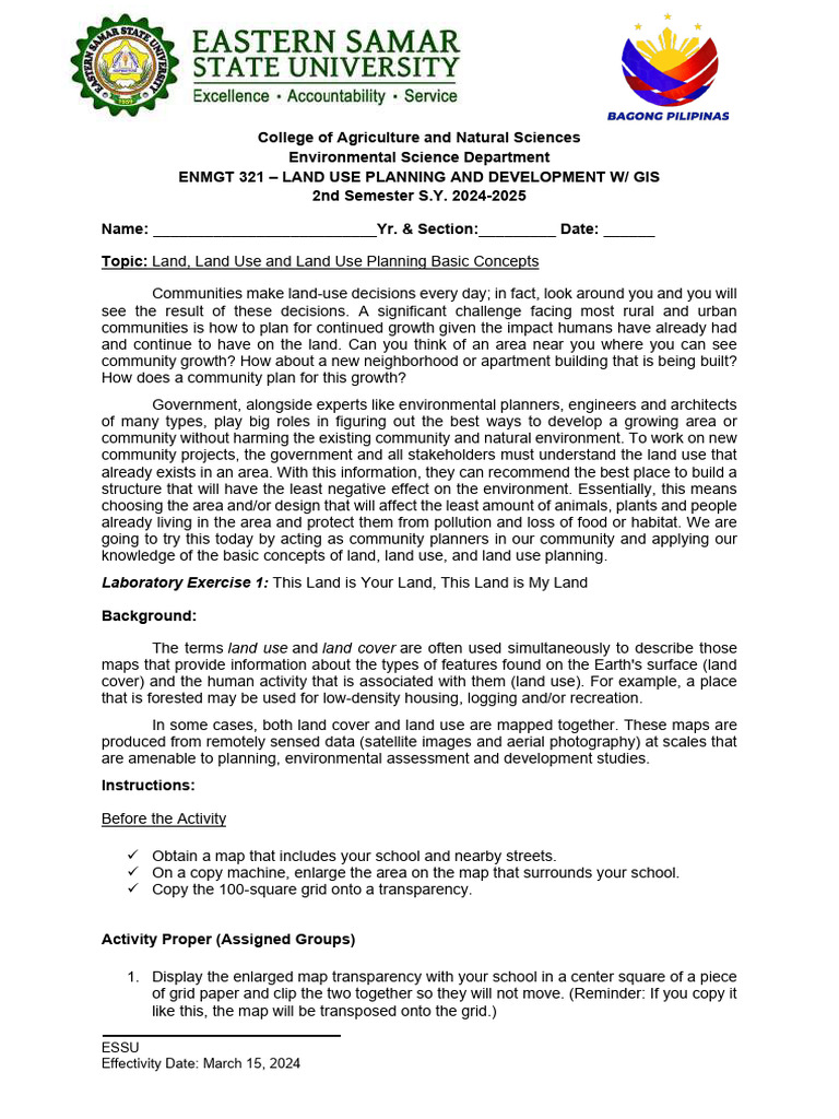 Land Use Planning Concepts and Activity | PDF | Color | Land Use