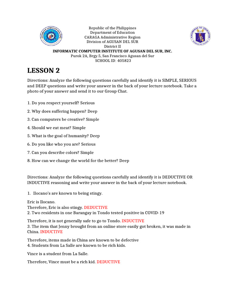 Lesson 2 Activity | PDF