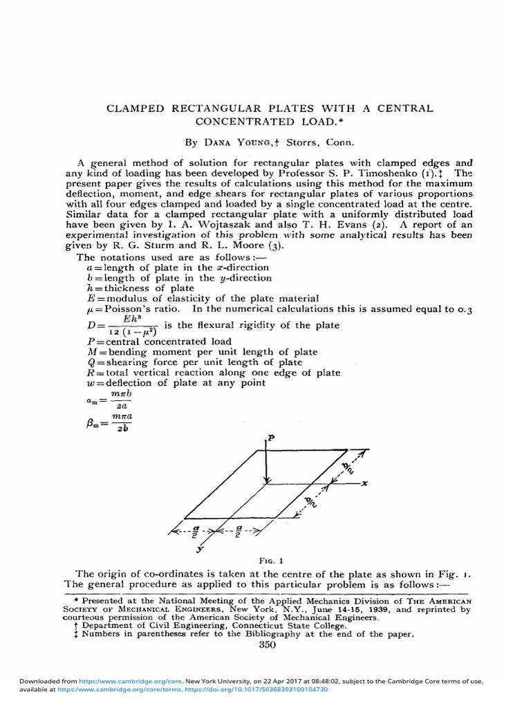 Clamped Rectangular Plate Under Concentraded Load Young1940 | PDF | Mechanical Engineering ...