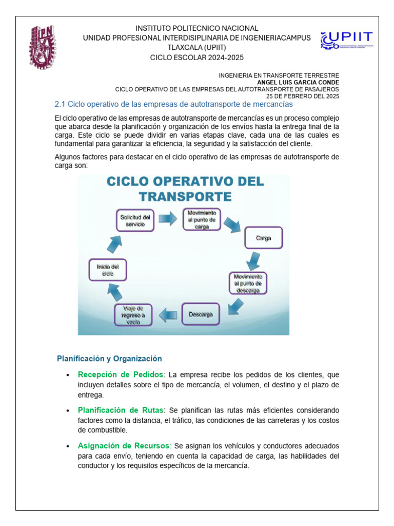 Ciclo Operativo en Autotransporte de Carga | PDF | Logística ...
