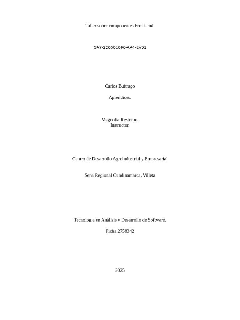 Taller Sobre Componentes Front End Ga7 220501096 Aa4 Ev01 Pdf