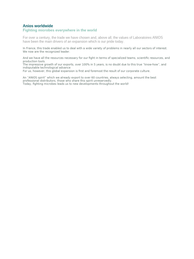 Anios Worldwide | PDF