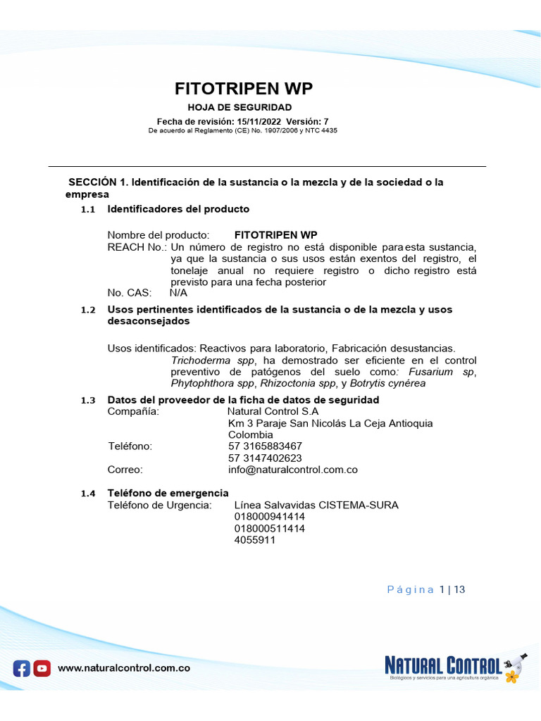 FITOTRIPEN | PDF | Higiene Ocupacional | Agua