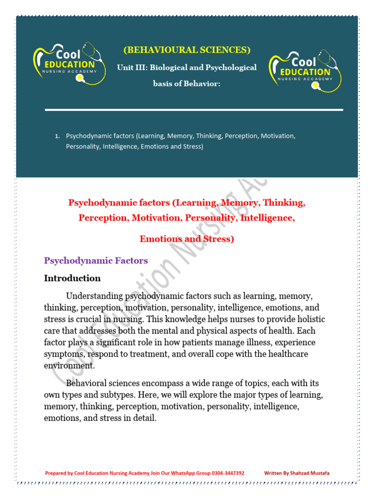 Behavioral Sciences Unit 03 by Cool Education | PDF | Emotions ...