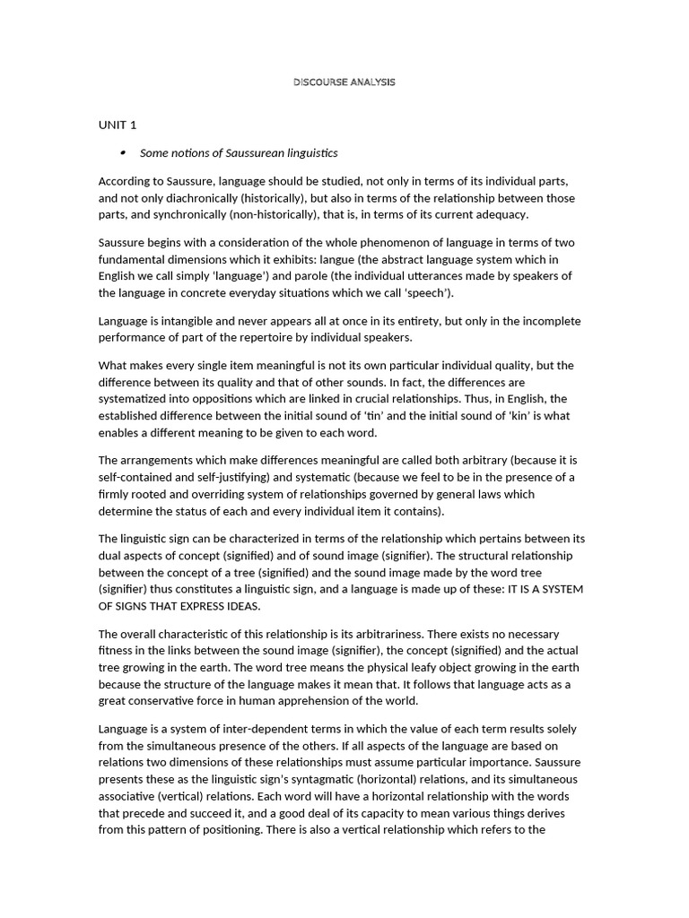 DISCOURSE ANALYSIS Programa Resumen | PDF | Semantics | Linguistics