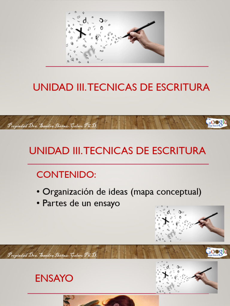 Unidad Iii. Tecnicas de Escritura: Propiedad Dra. Sandra Ibáñez-Calero ...