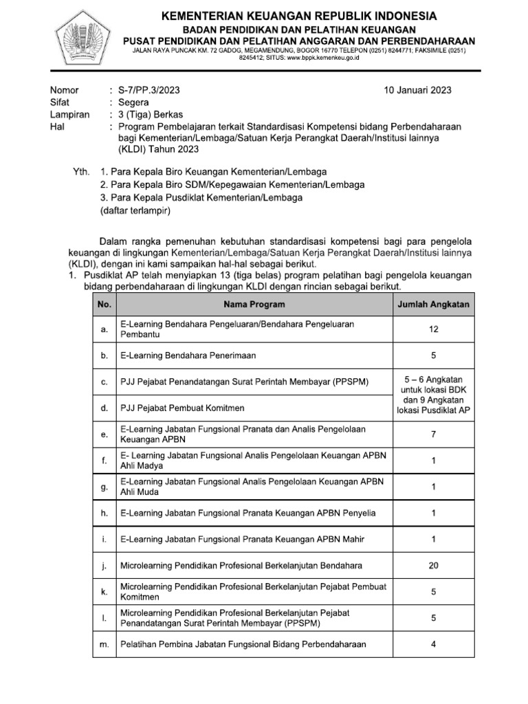S-7 - PP.3 - 2023 Tentang Surat Program Pembelajaran Perbendaharaan KL ...