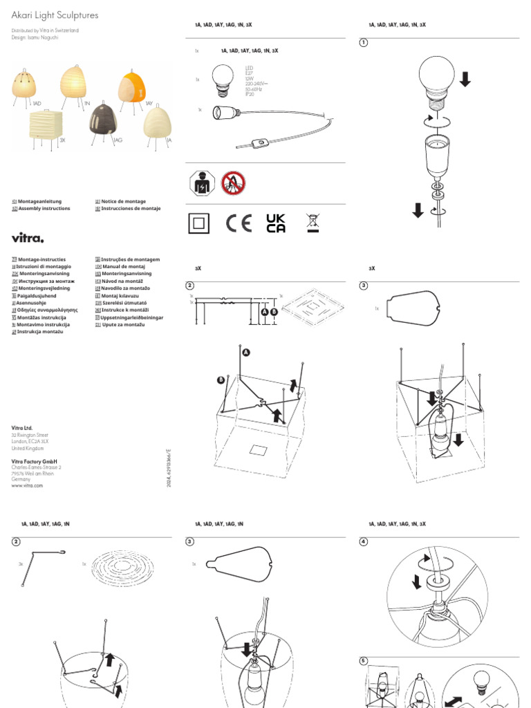 Akari Light Sculptures - Table lamps Instructions | PDF