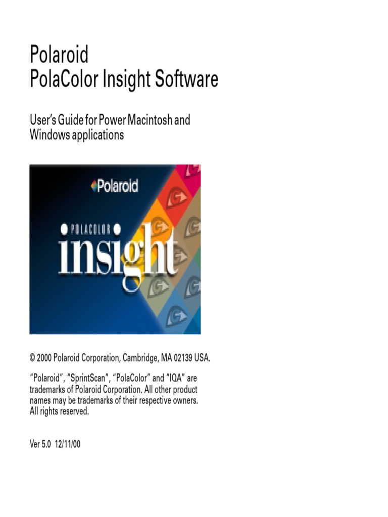 Polaroid Polacolor Insight Software: User'S Guide For Power Macintosh ...