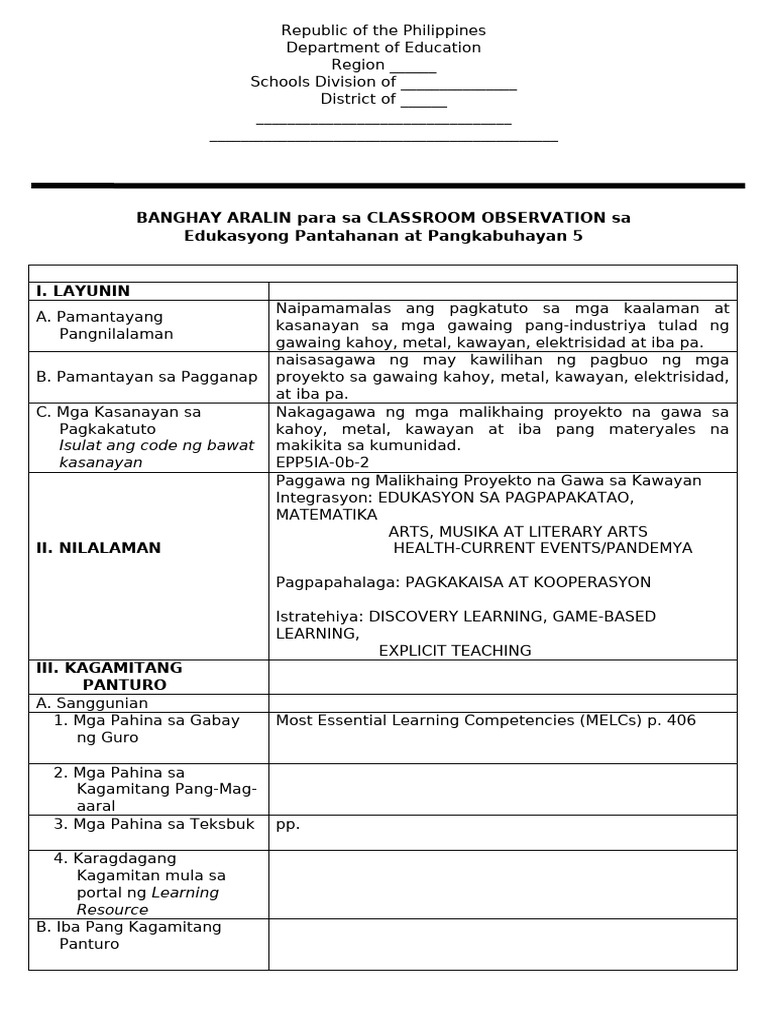 DLP-EPP5-Paggawa-ng-Malikhaing-Proyekto-na-Gawa-sa-Kawayan J | PDF