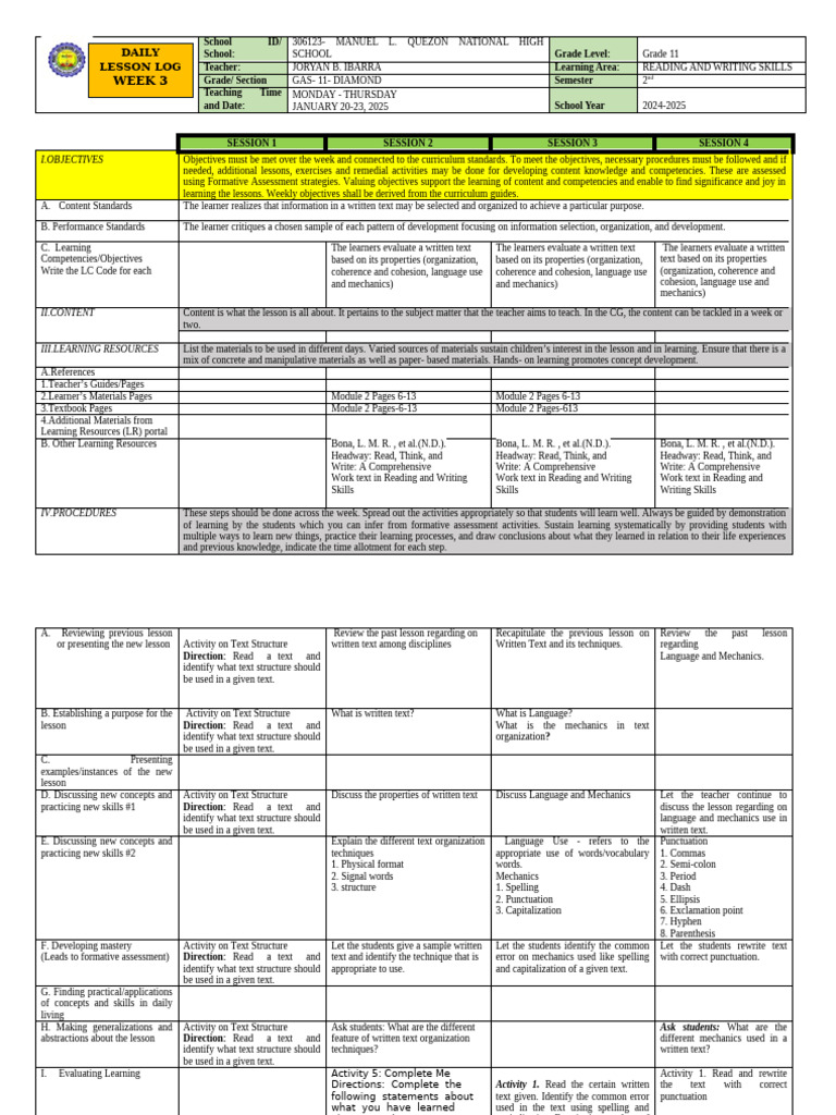WEEK 1-2-3-4 - | PDF | Learning | Curriculum