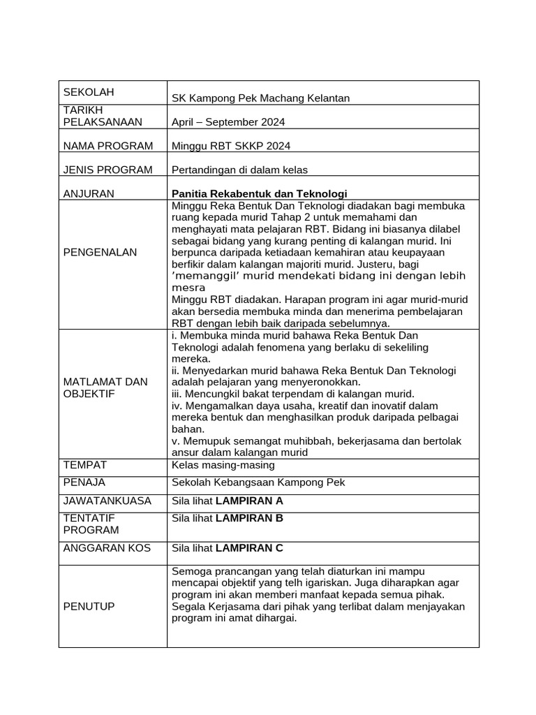 Kertas Kerja RBT 2021 | PDF