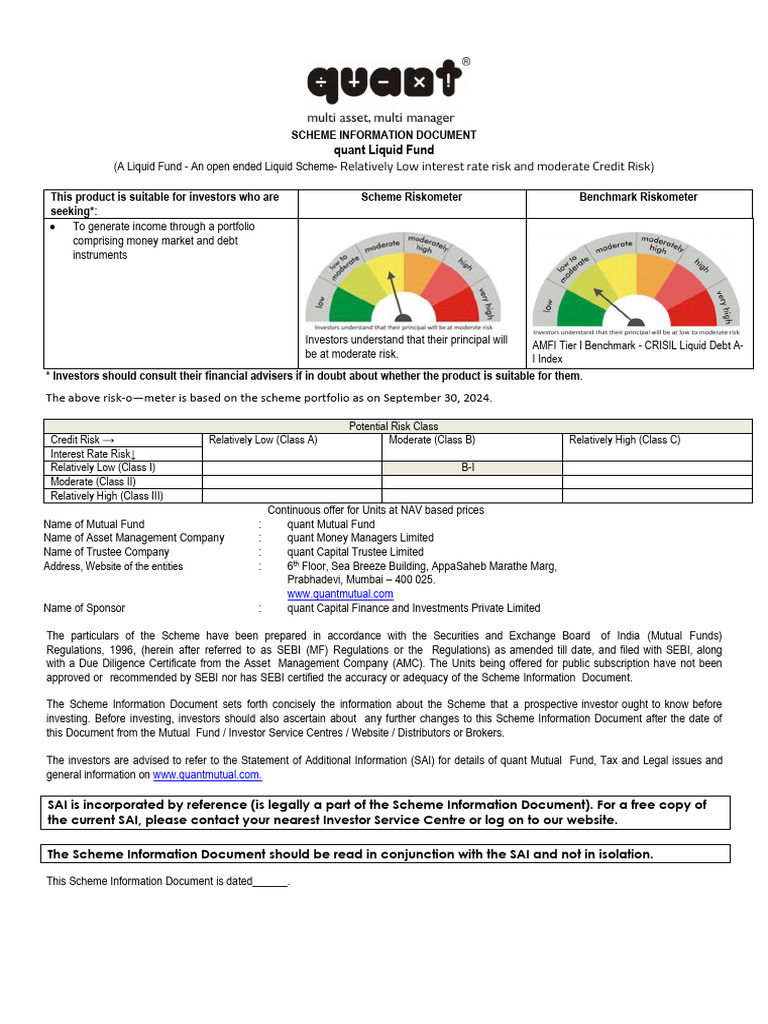 SID Quant Liquid Fund 30 09 2024 | PDF | Securities (Finance ...