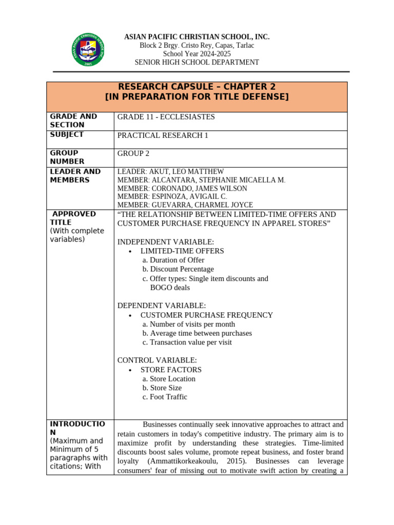 Group 2 Research Capsule 2 Revised | PDF | Survey Methodology | Statistics