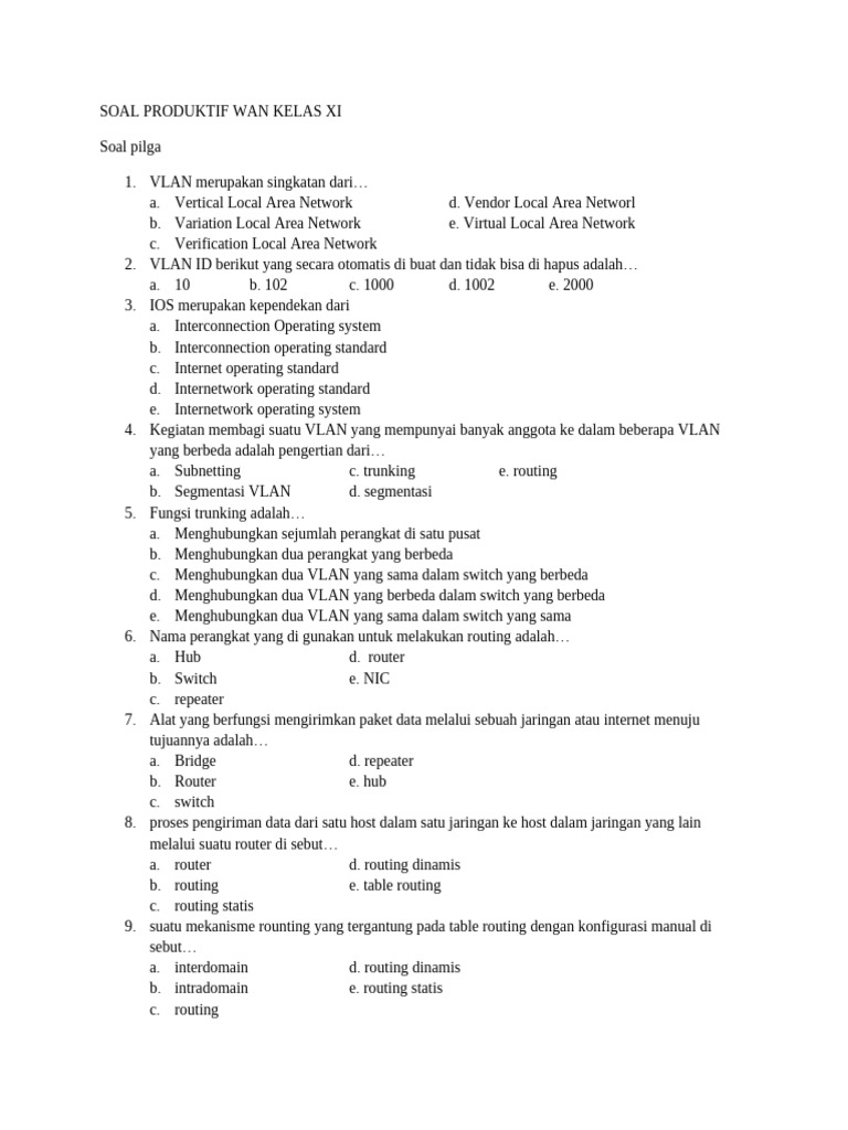 Contoh Soal TKJ | PDF