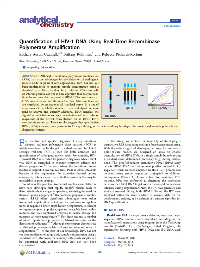 Quantitative RPA for HIV-1 DNA Detection | PDF | Polymerase Chain ...