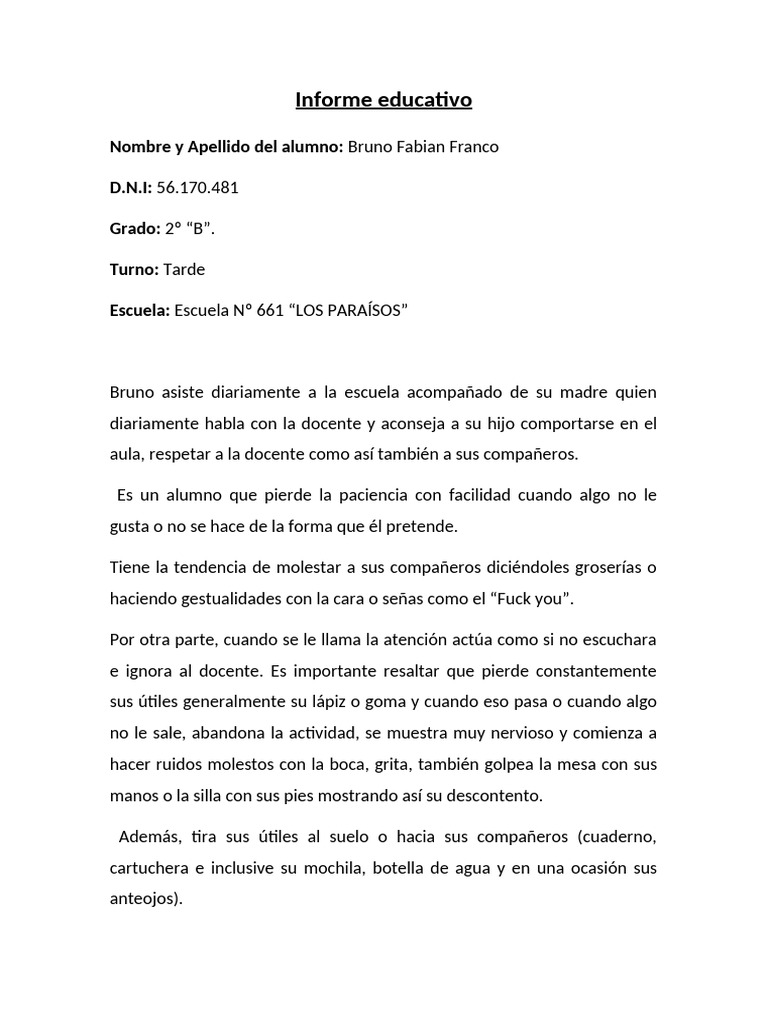 Informe educativo | PDF