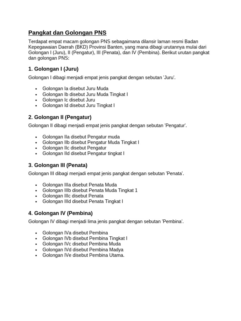 Golongan dan Pangkat PNS Lengkap | PDF