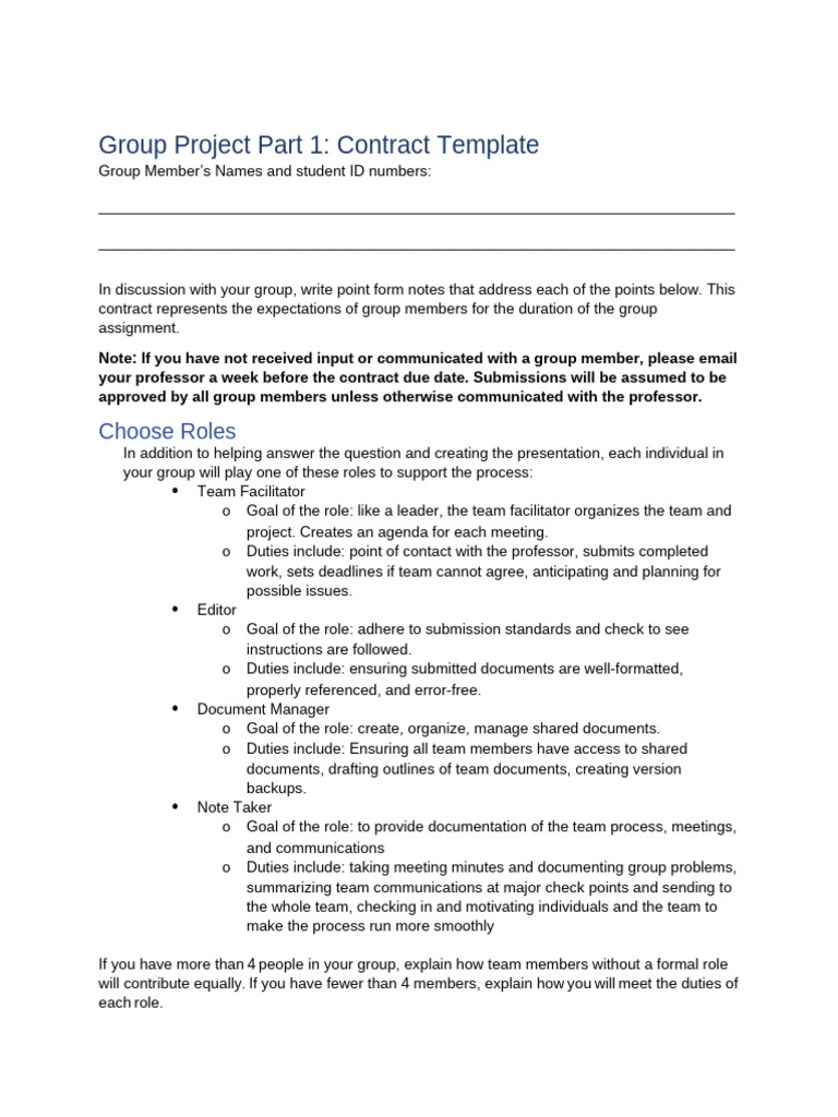 LIBS1540 Group Project Group Contract Template | PDF