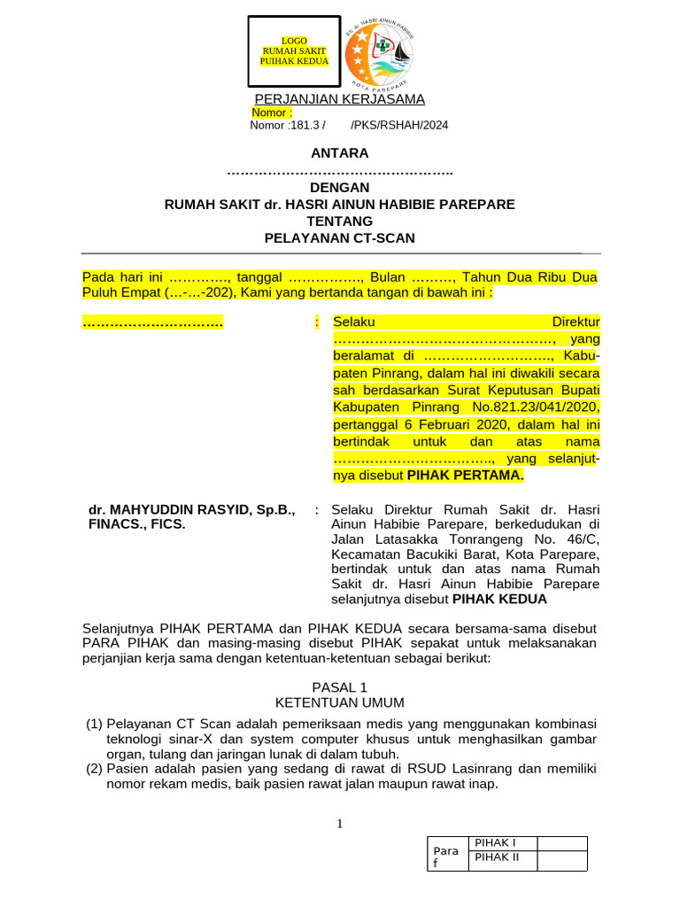 Draf Pks Ct-scan Dg. Rs Ainun Habibie[1] | PDF