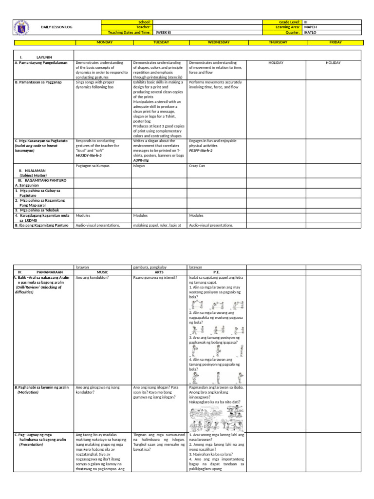 DLL_MAPEH 3_Q3_W8 | PDF