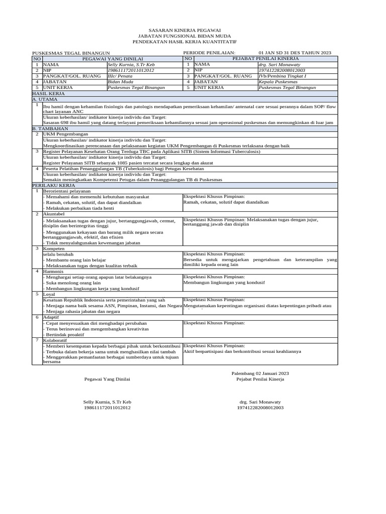 OK Form SKP JAJF (Kualitatif) Selly | PDF