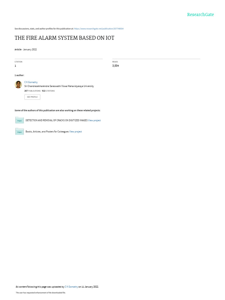 The Fire Alarm System Based On Iot | PDF | Internet Of Things | Relay
