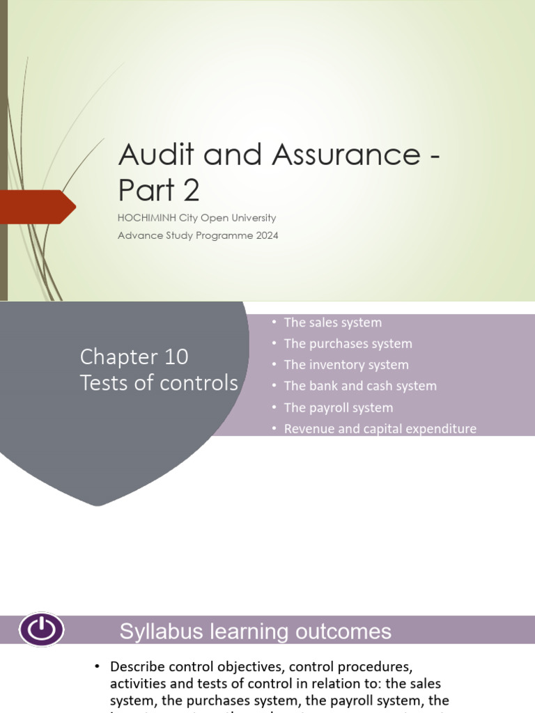 Audit Control Tests for Sales and Purchases | PDF | Payroll | Banks