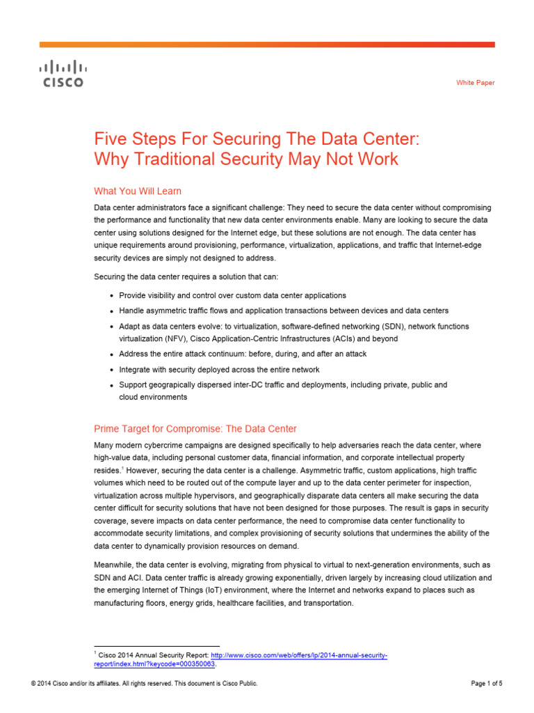 Five Steps For Securing The Data Center White Paper | PDF | Security | Computer Security