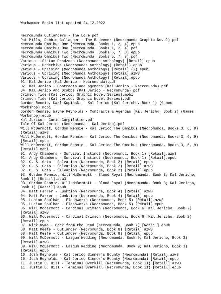 Updated Warhammer Books List 2022 | PDF | Science Fantasy | Science ...