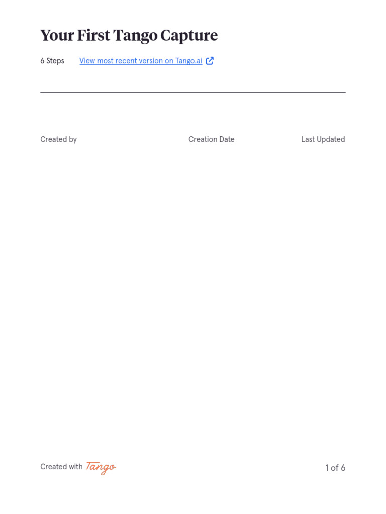 Your First Tango Capture | PDF