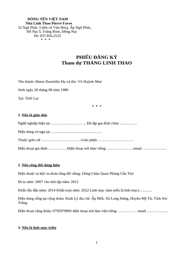 00. Phieu Dang Ky | PDF