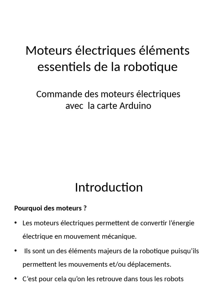 Moteurs Électriques Éléments Essentiels de La Robotique | PDF | Arduino | Électrotechnique