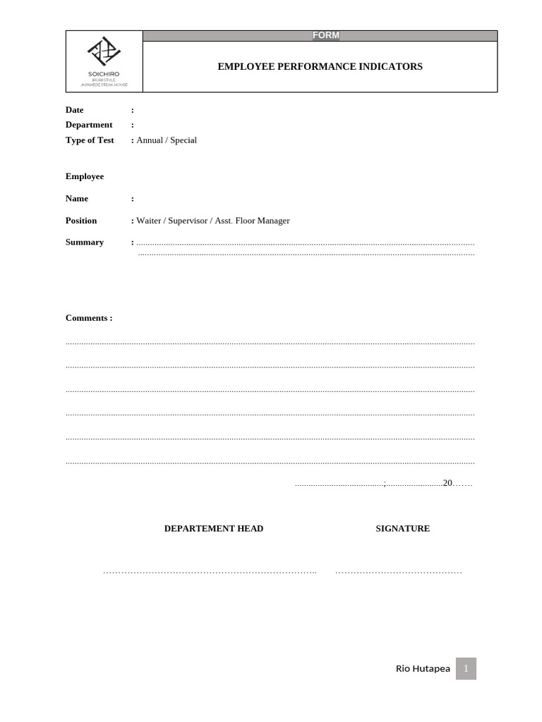 KPI Form Floor | PDF