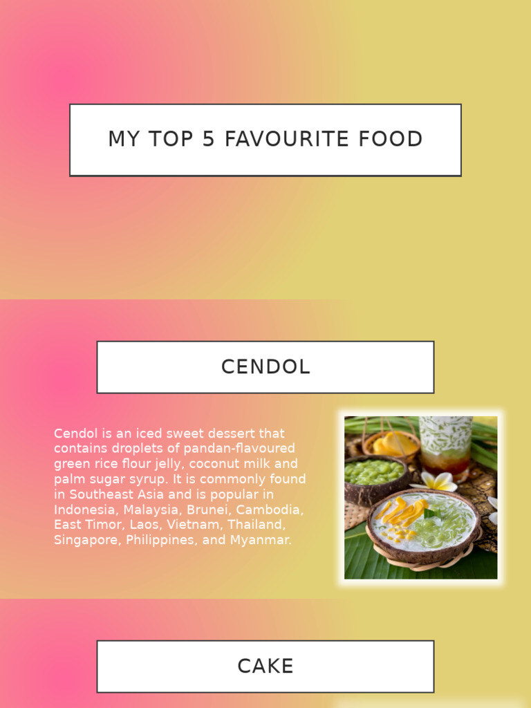 My Top 5 Favourite Food Hannah Yasmin | PDF