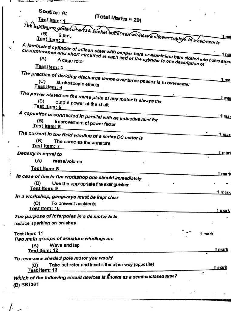 2014 July Marking Guide. Class 1 Theory | PDF