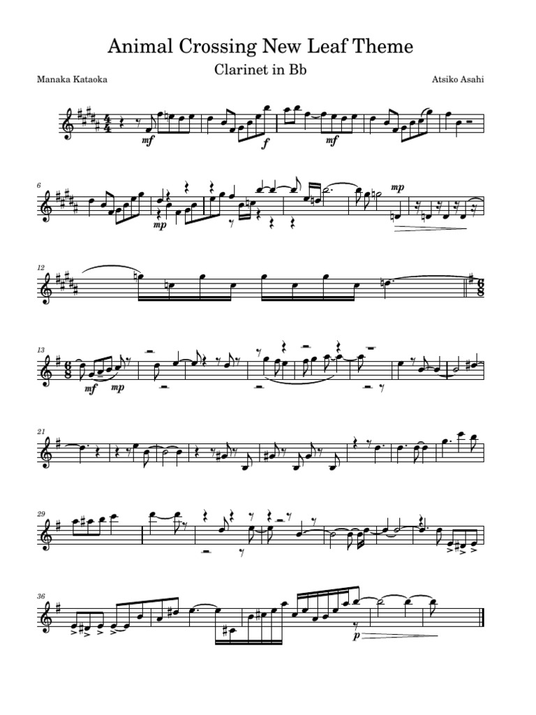 ACNL Theme Clarinet | PDF