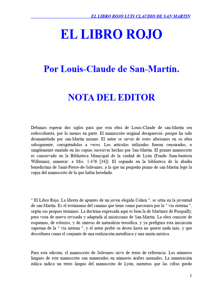 Saint Martin Claude - El Libro Rojo | PDF